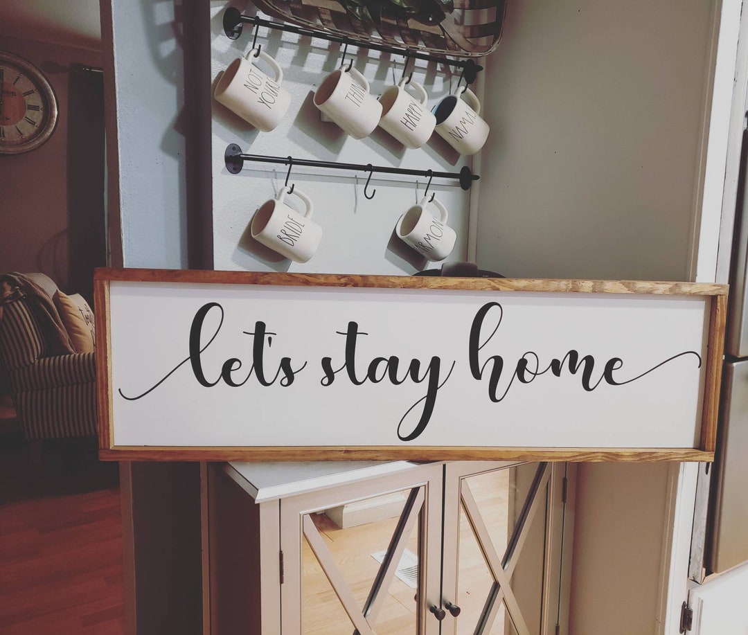 Let's Stay Home, Above the Bed Decor, Master Bedroom Decor, Wood Sign ...