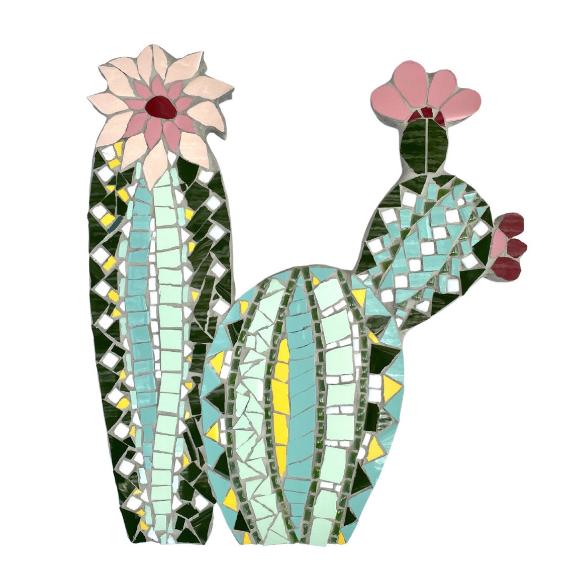 Cactus Wall Hanging, Hand Made Ceramics Mosaic Cactus, Mosaic Desert ...