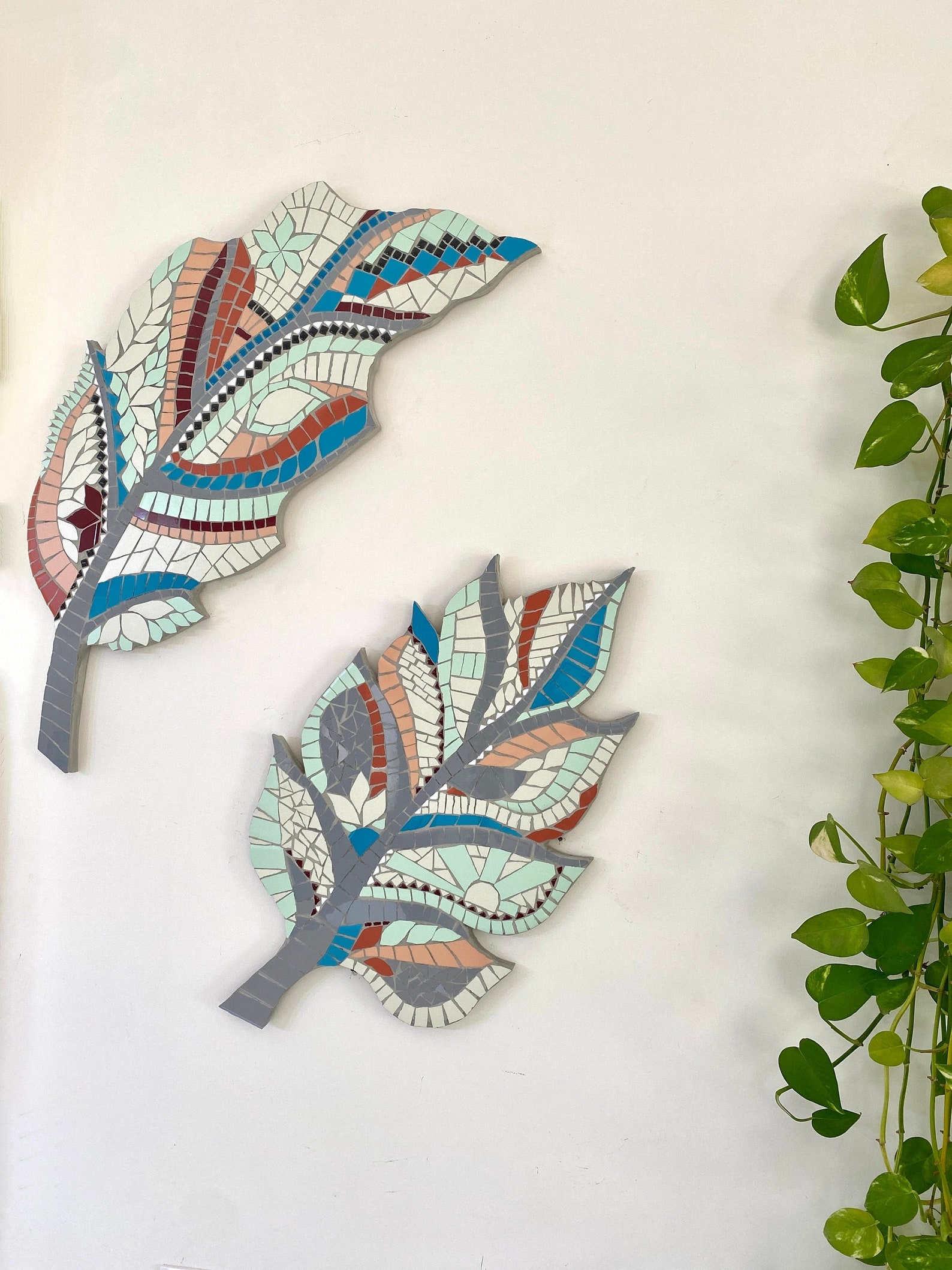 Feather Mosaic Pottery, Feather Mosaic Wall Art, Feather Mosaic Wall ...