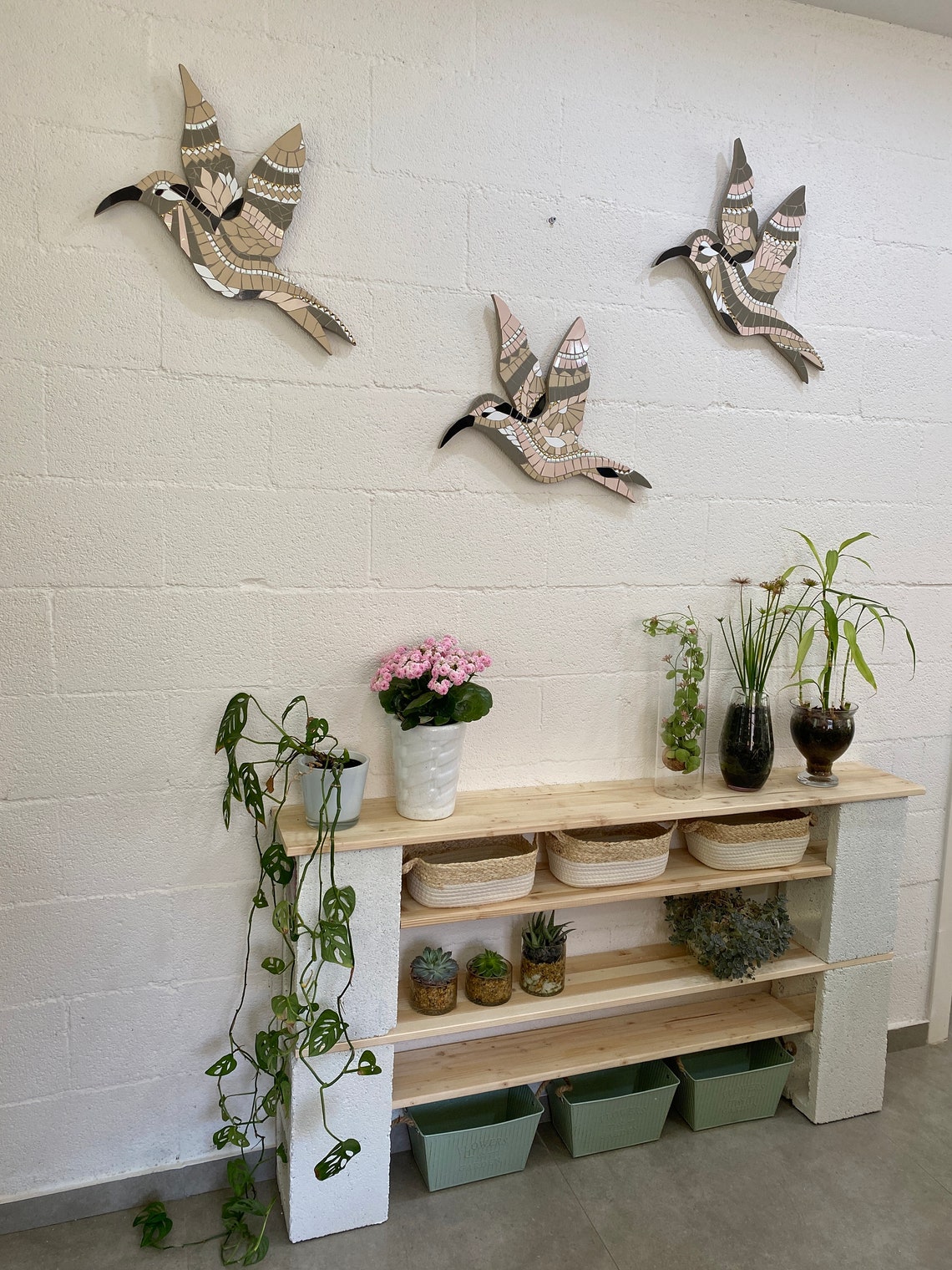 Mosaic Hummingbird Decor, Mosaic Birds Wall Art, Unique Animal Wall Art ...