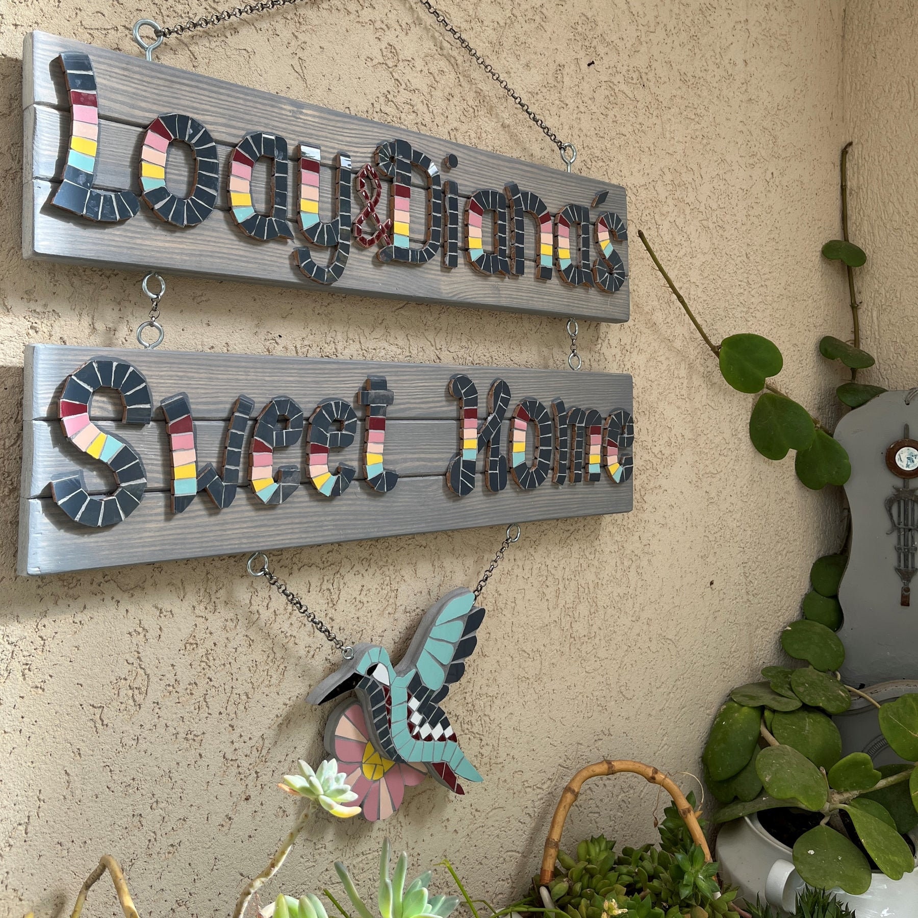 Personalized Sign, Front Door Decor Ideas, Mosaic Art, Front Door Sign ...