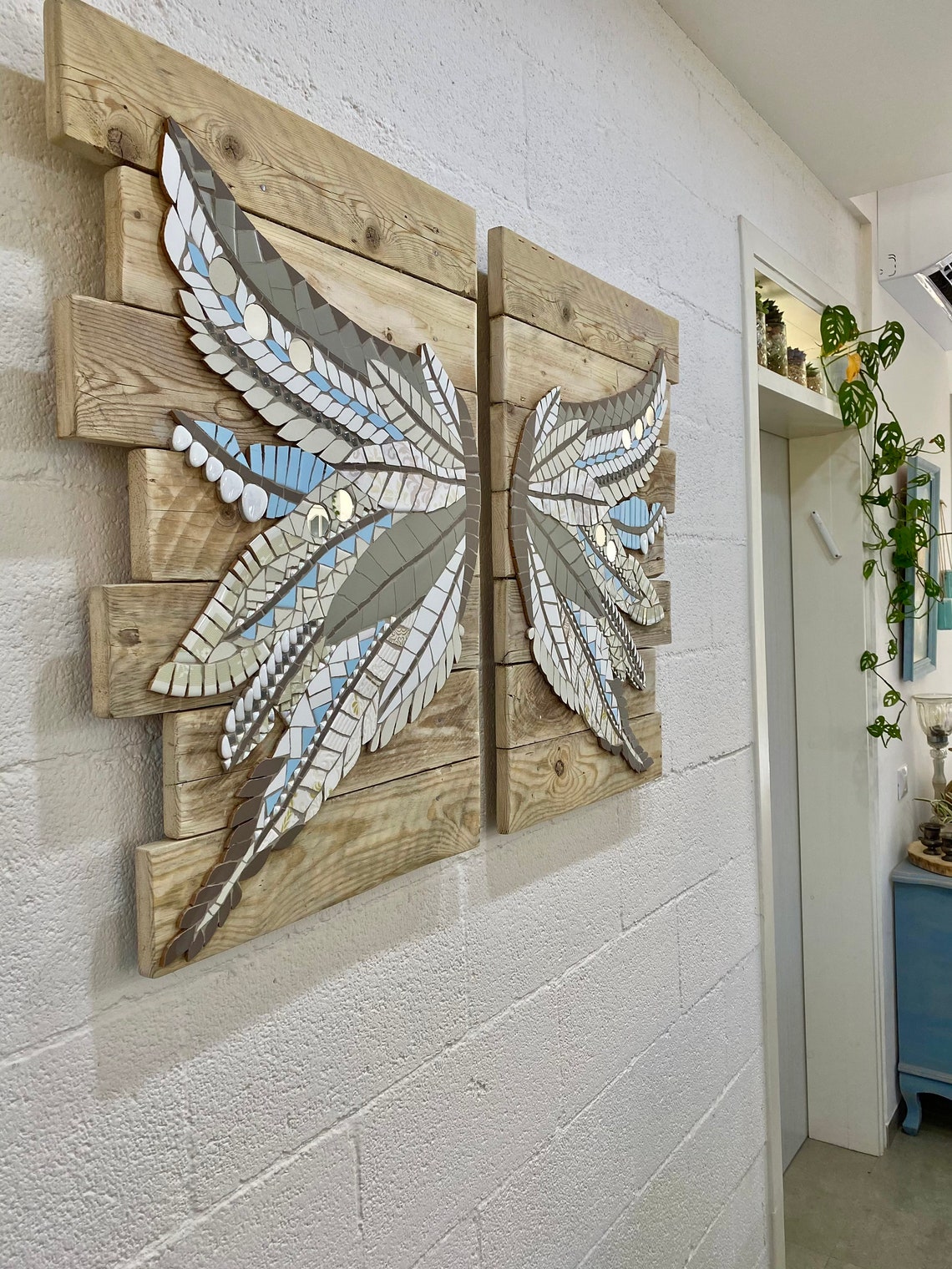 Angle Wings Wall Decor / Mosaic Wall Art / Large Wooden Art - Etsy Canada