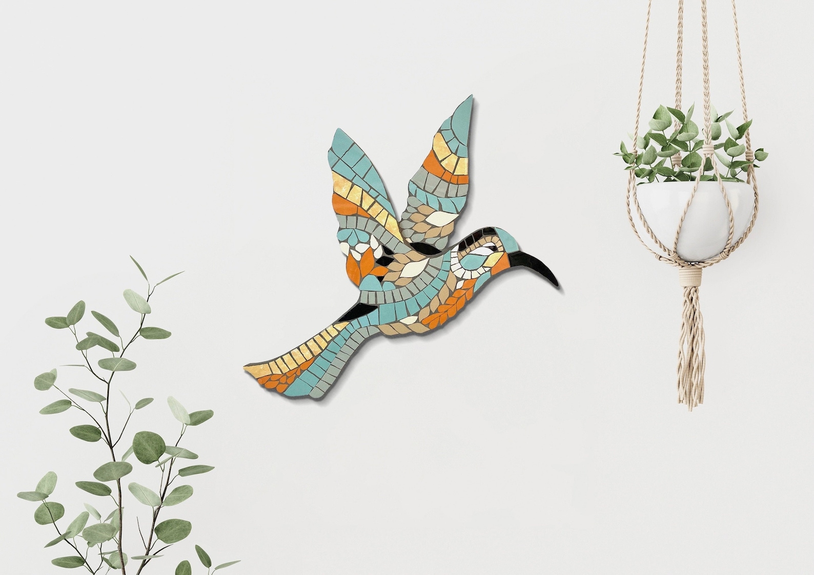 Mosaic Hummingbird Wall Art, Mosaic Art Design, Unique Birds Wall Art ...