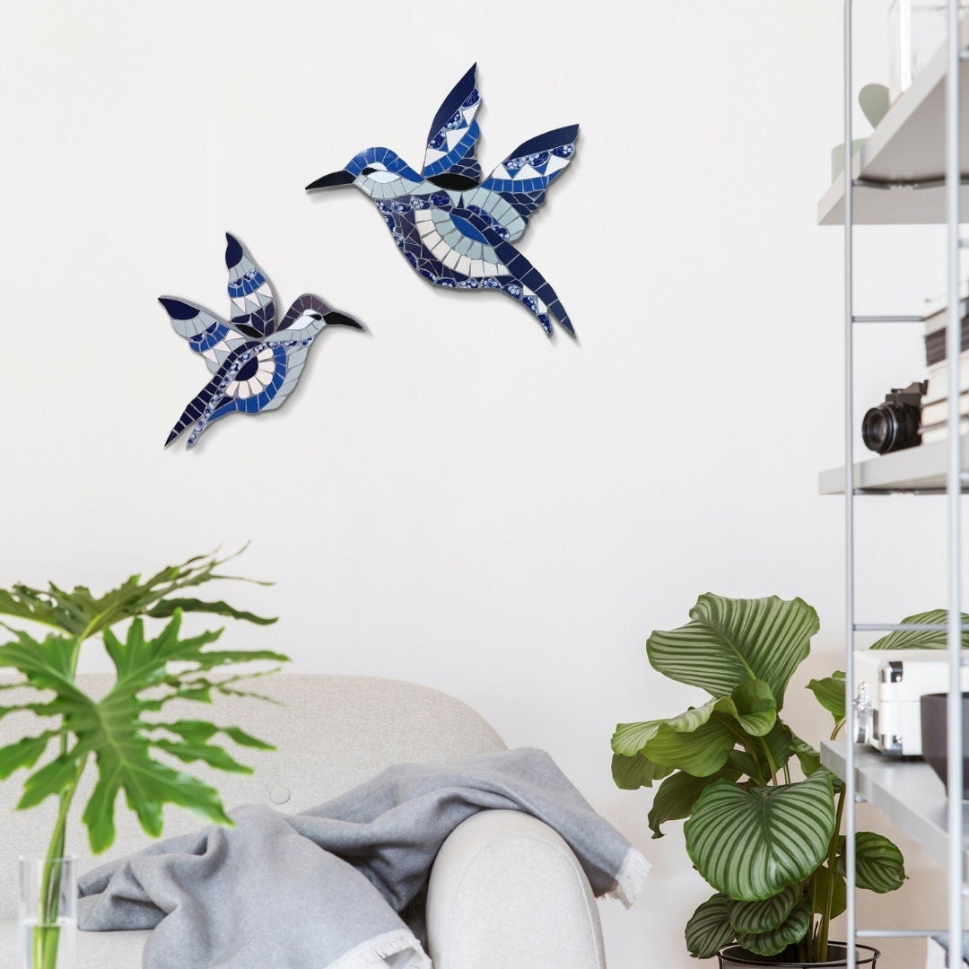 Mosaic Hummingbird Pottery, Mosaic Tile Wall Art, Ceramic Wall Birds ...