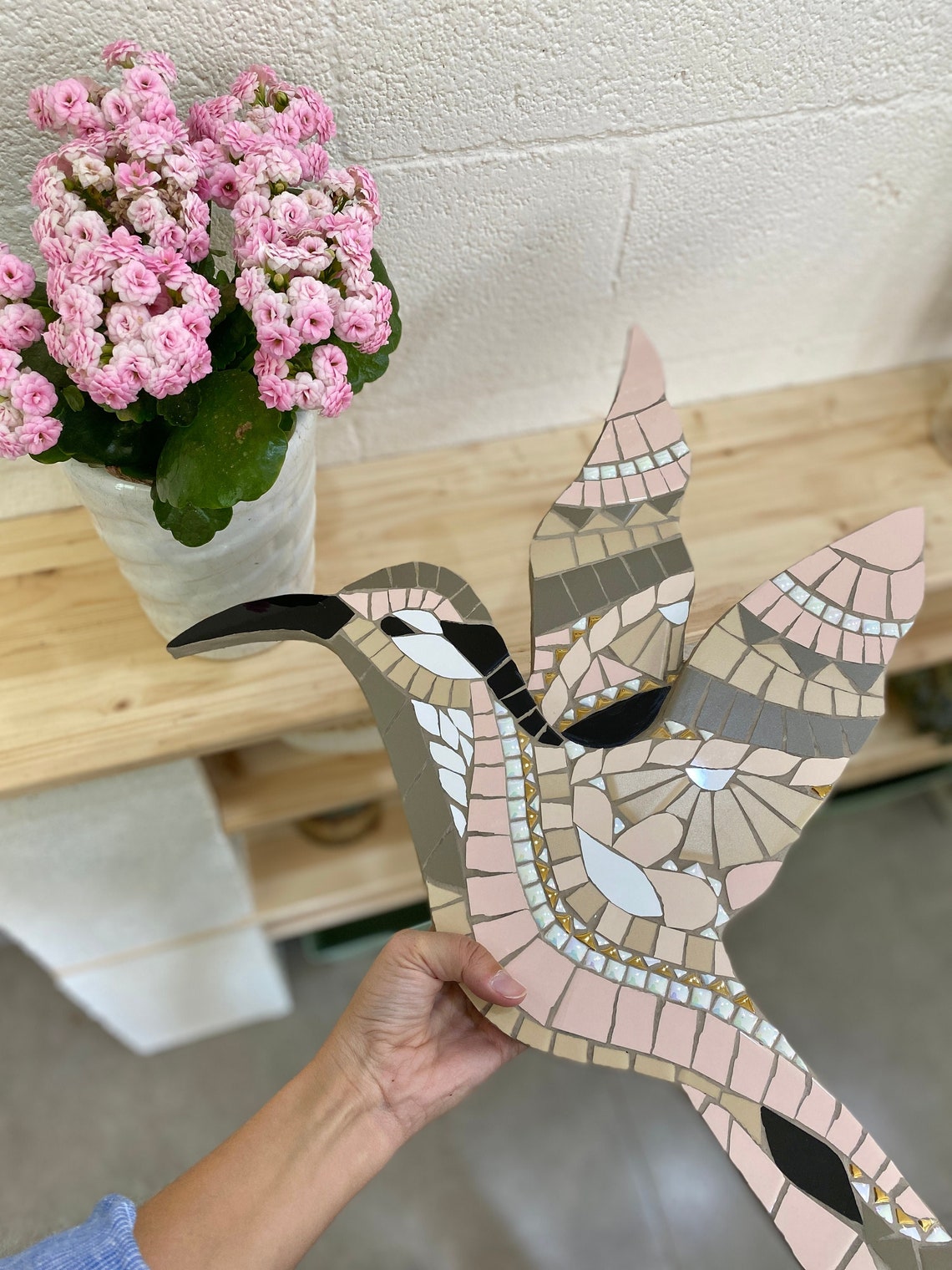 Mosaic Hummingbird Decor, Mosaic Birds Wall Art, Unique Animal Wall Art ...