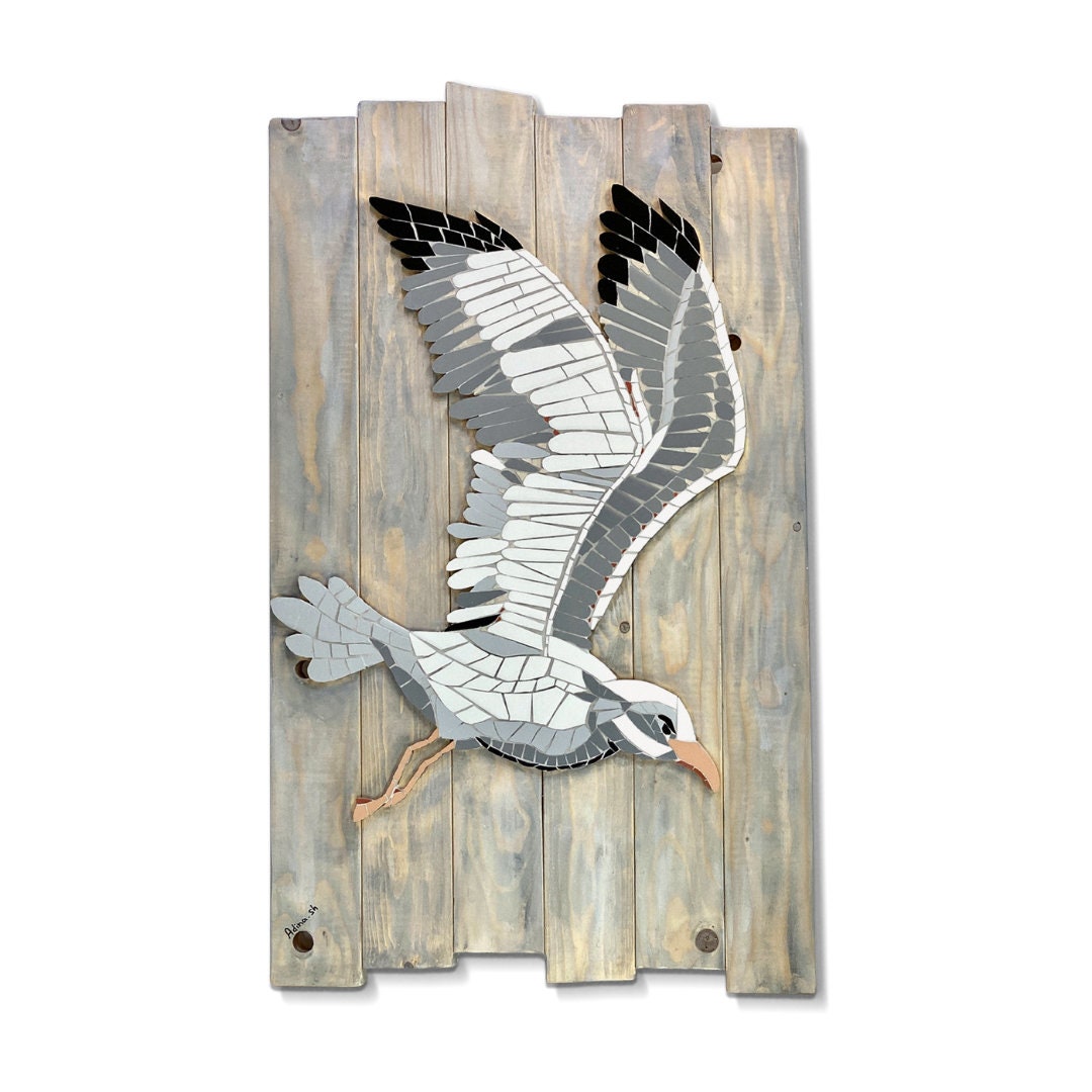 Seagull Wall Art, Flying Seagull Decor, Seagull Wall Hanging, Mosaic ...
