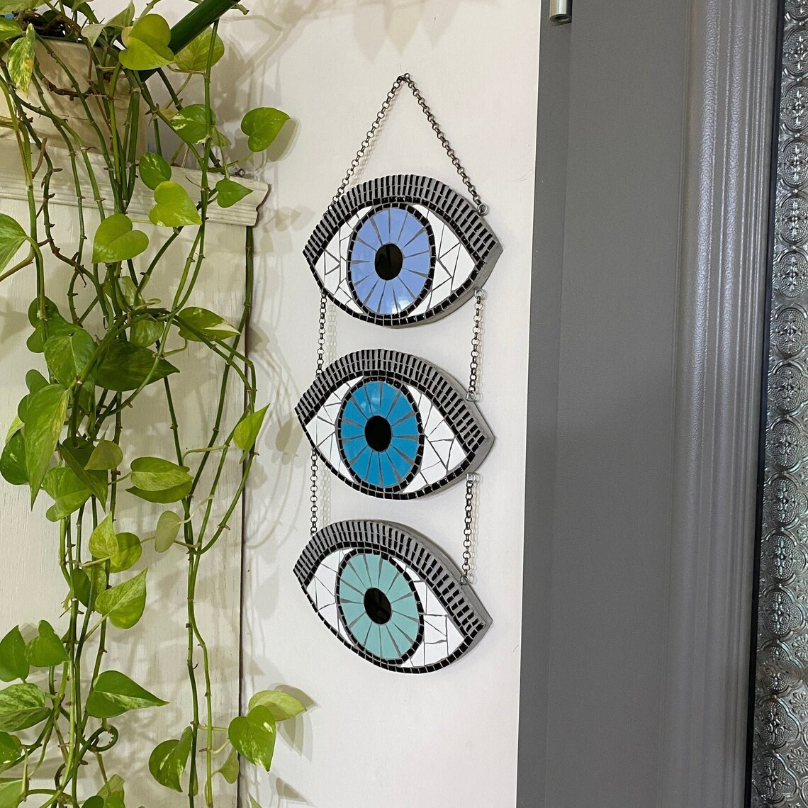 Blue Eye Wall Art, Third Eye Wall Decor, Evil Eye Home Decor, Mosaic ...