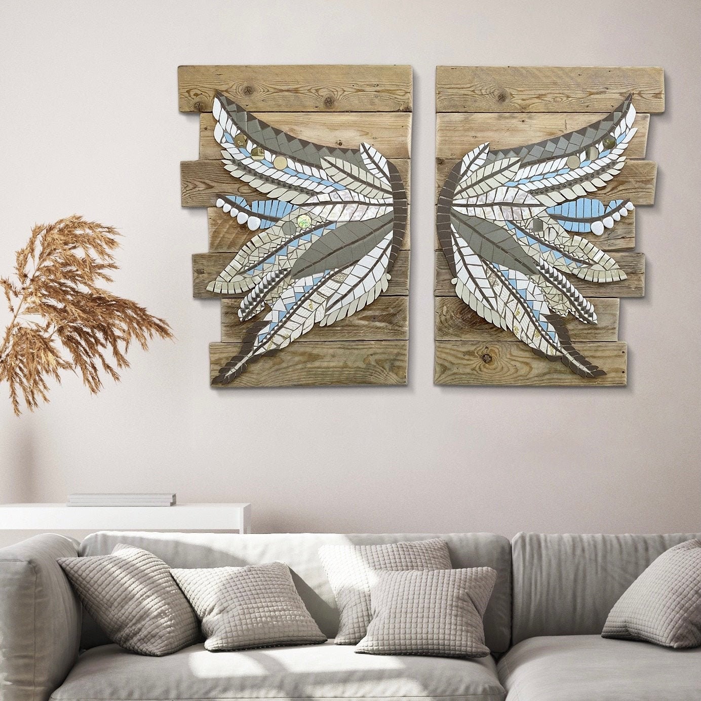 Angle Wings Wall Decor / Mosaic Wall Art / Large Wooden Art - Etsy Canada