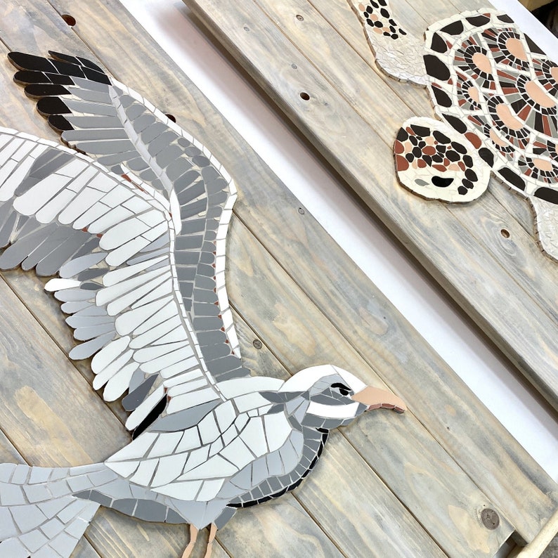 Seagull Wall Art, Flying Seagull Decor, Seagull Wall Hanging, Mosaic ...