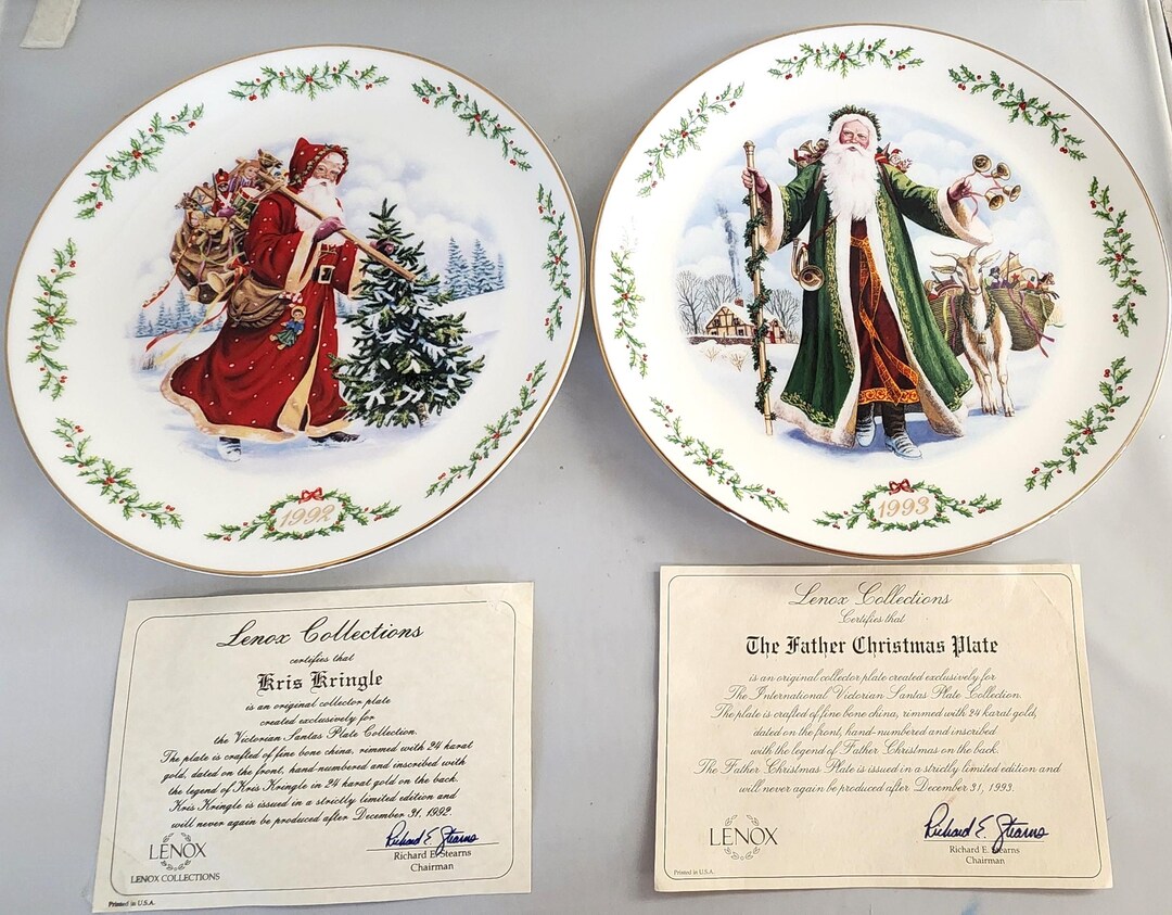 Lenox International Victorian Santa Plates 1992 1993 Annual Limited ...