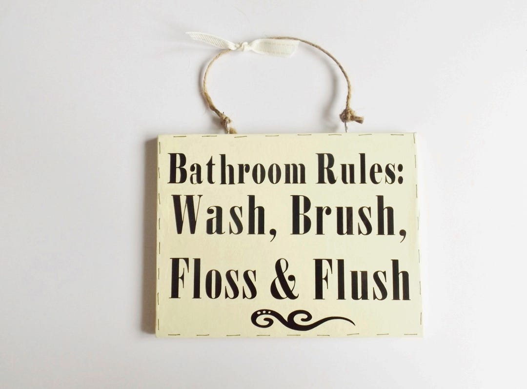 Bathroom Rules Sign Wash Room Quote Wall Plaque Home Wall Decor ...