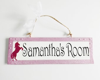 Girls' Wooden Bedroom Door Sign / Name Plaque With Floral - Etsy