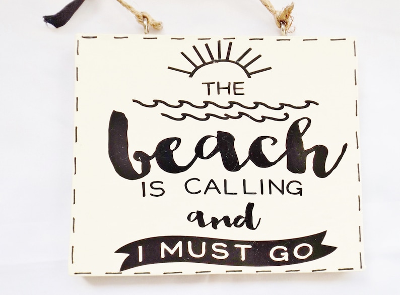 Beach Calling Quote Wall Plaque Summer Seaside Mindfulness Sign Home ...