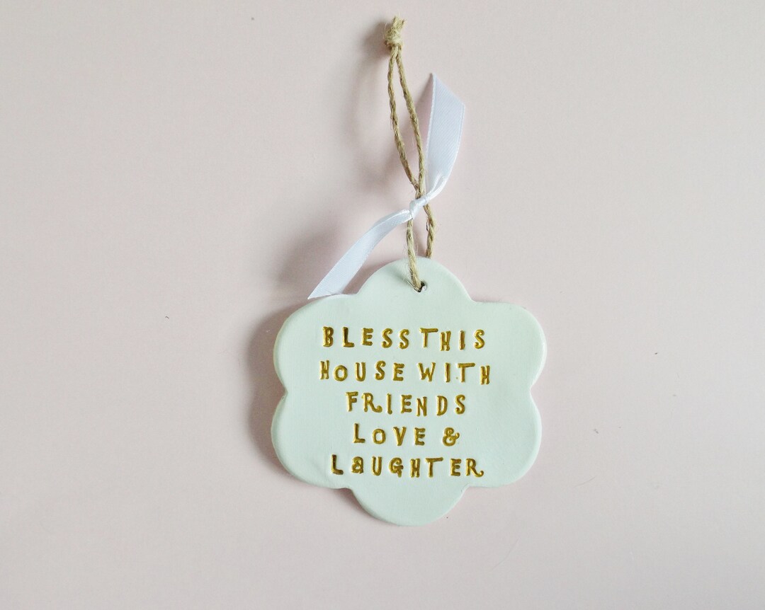 Bless This House Quote Ornament Sentiment Thoughtful Wall Plaque Home ...