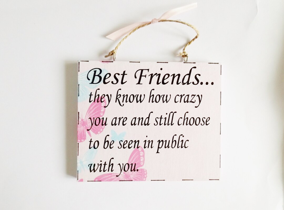 Crazy Best Friends Quote Wall Plaque Funny Friends Sign Ornament Home ...