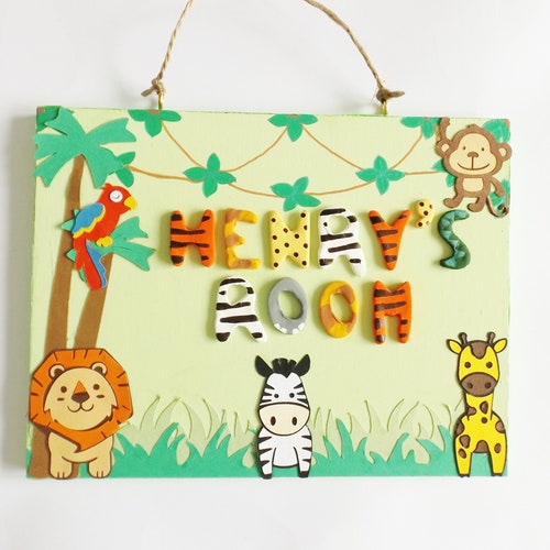 Zoo Safari Bedroom Door Plaque Sign Childrens Kids Name New - Etsy