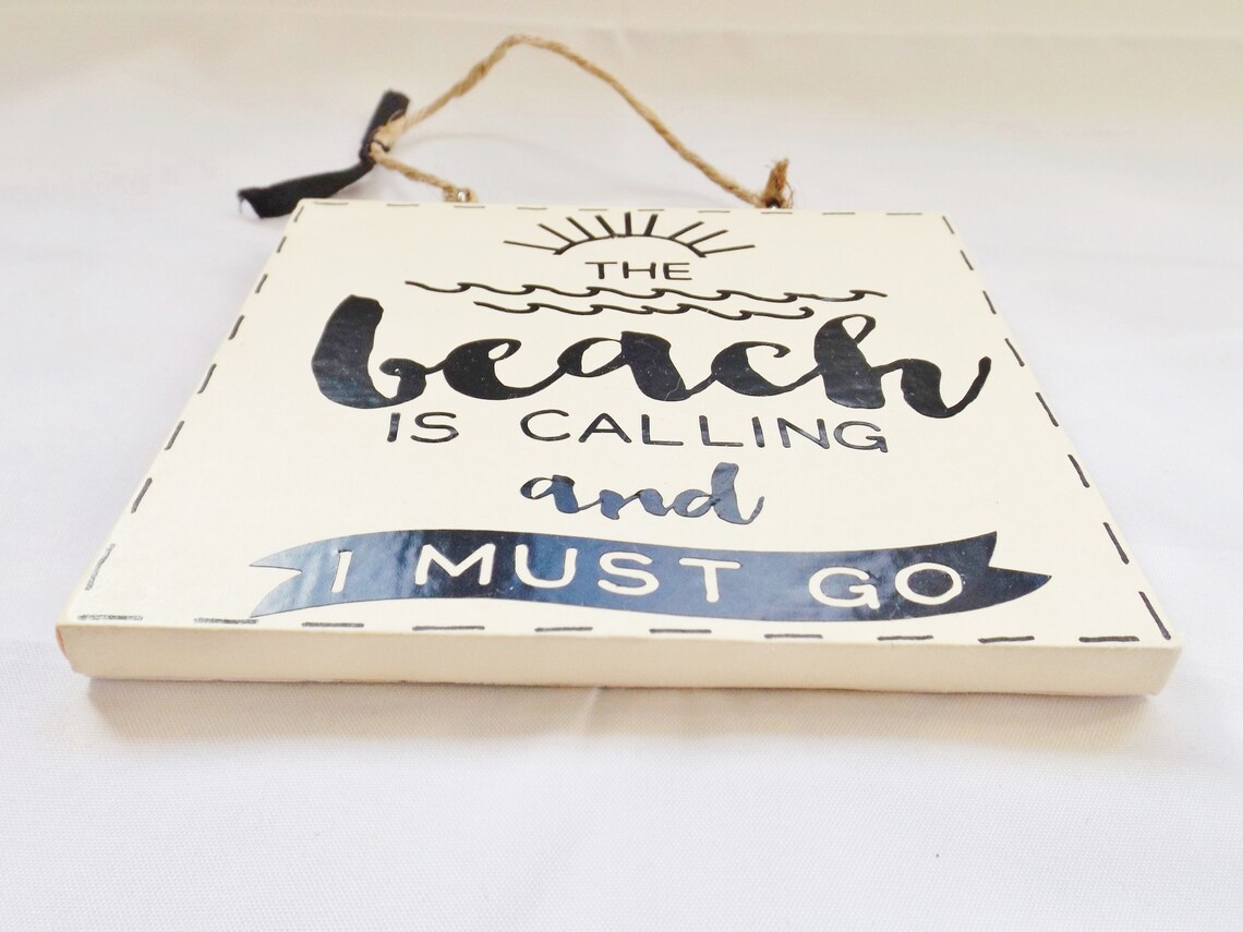 Beach Calling Quote Wall Plaque Summer Seaside Mindfulness Sign Home ...
