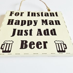 Happy Man and Beer Quote Sign Mens Humorous Den Wall Plaque Home Wall ...