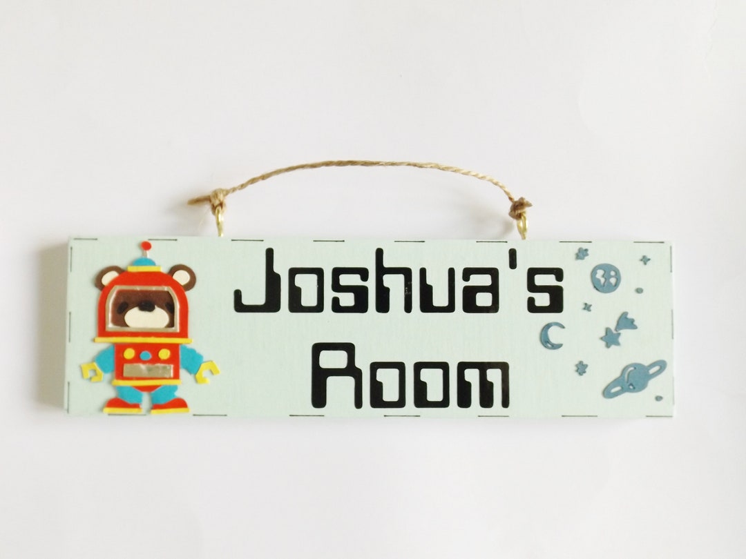Robot Theme Name Plaque Sci Fi Custom Kids Bedroom Door Sign Outer ...