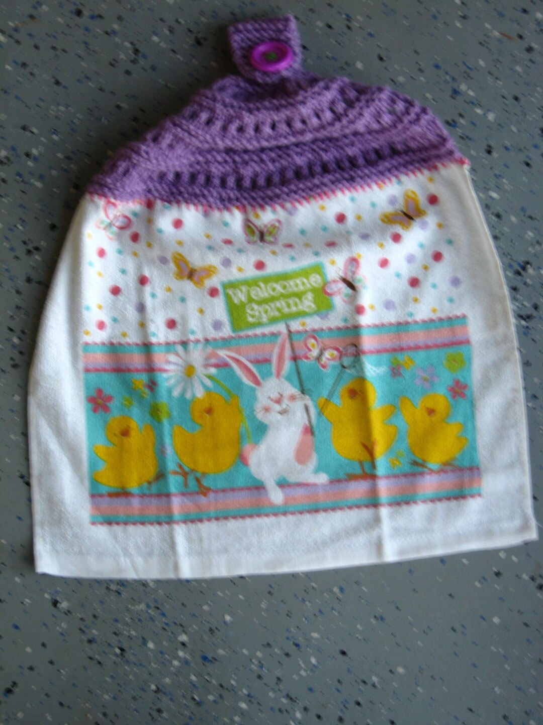Spring Hanging Cotton Terry Kitchen Towel - Single Thickness - Bunnies ...