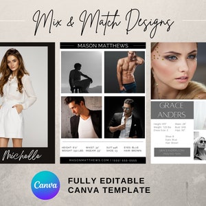 COMP CARD TEMPLATE Bundle | Instant Download | Model Comp Card Template ...