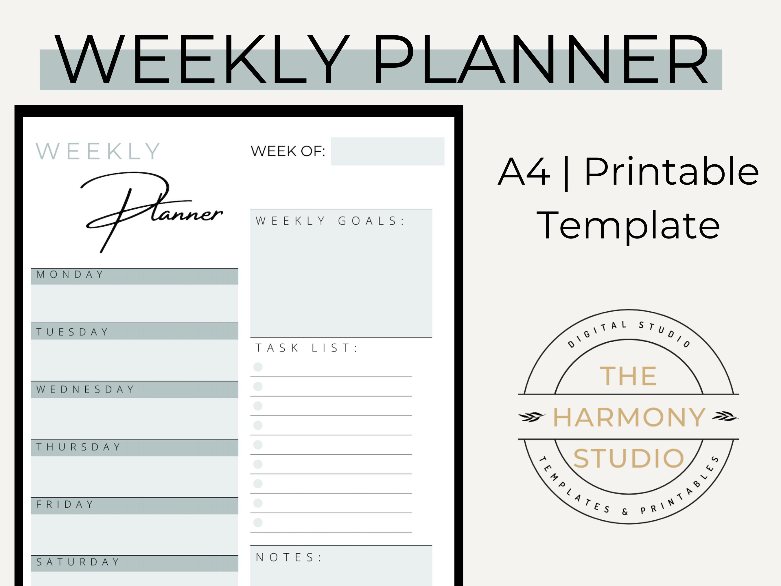 Weekly Planner Printable to Do List, Weekly Schedule, Weekly Organizer ...