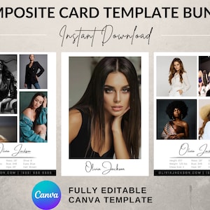 COMP CARD TEMPLATE Bundle | Instant Download | Model Comp Card Template ...