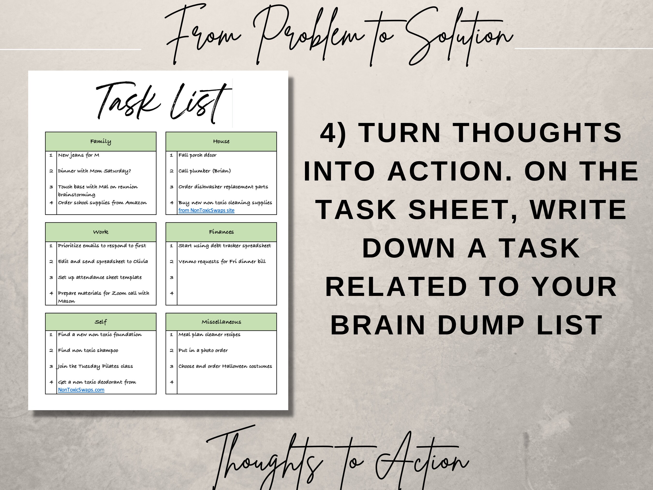 BRAIN DUMP PRINTABLE Template | Thought Organizer, Excel Tempate, Word ...