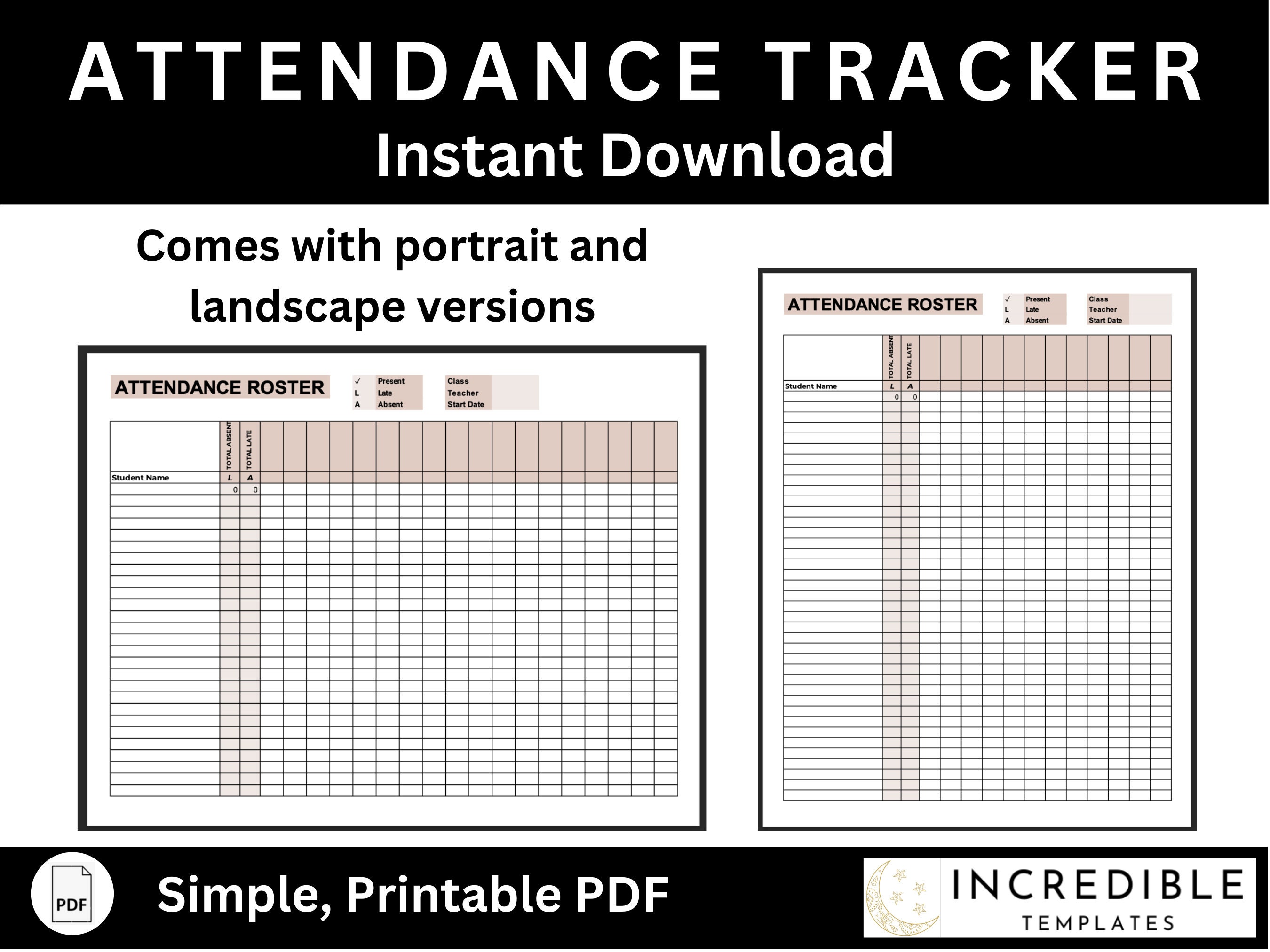 Attendance Sheet Template | Google Sheets, Excel Template, Printable ...