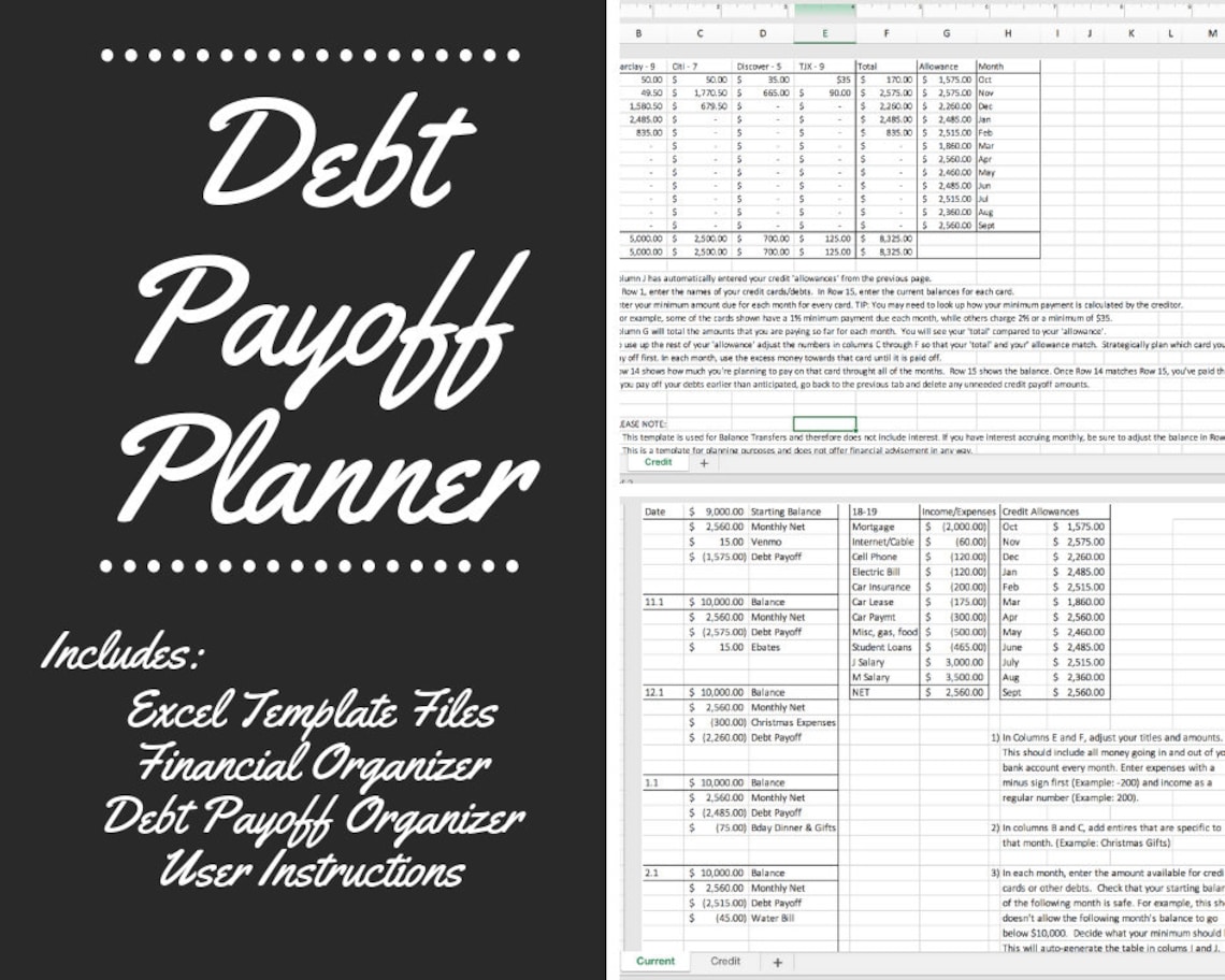 Debt Tracker | Excel Template, Debt Payoff Planner, Debt Repayment ...
