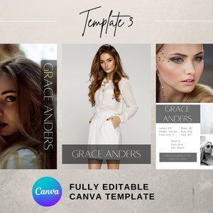 COMP CARD TEMPLATE Bundle | Instant Download | Model Comp Card Template, Modeling Comp Card ...