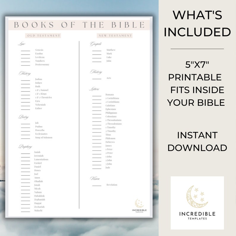 Books of the Bible Tracker PNG, Books of the Bible Printable, Bible ...