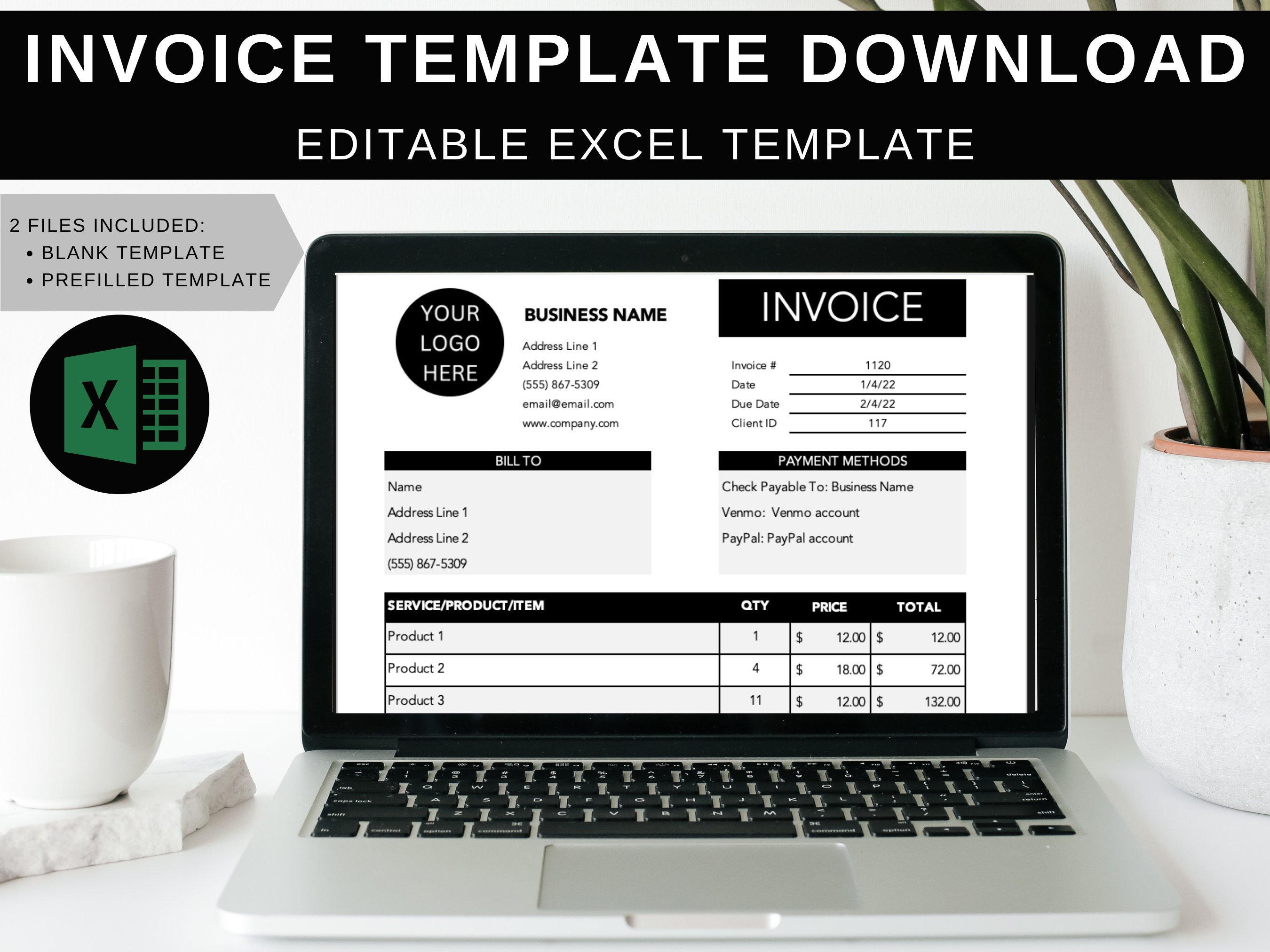 INVOICE TEMPLATE DOWNLOAD | Excel Template, Excel Invoice Template ...