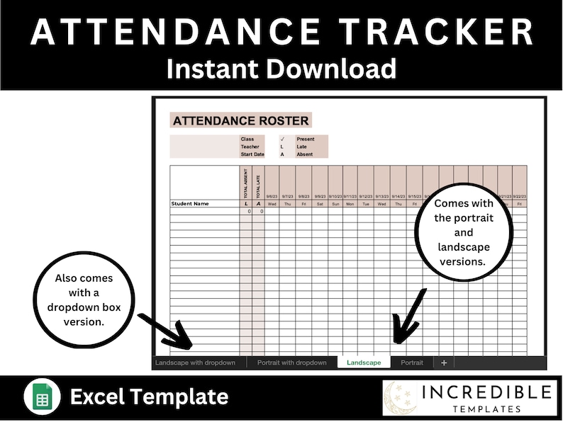 Attendance Sheet Template | Google Sheets, Excel Template, Printable ...