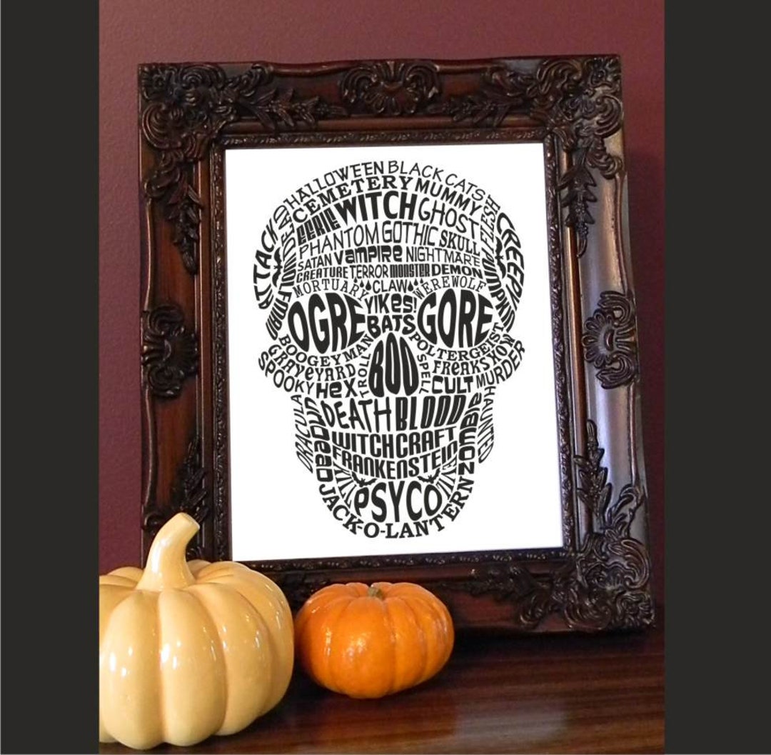 Spooky Skull Image Using Words Set of (5) Two per Sheet (10 Images ...