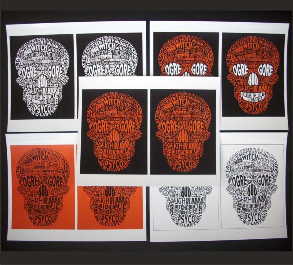 Spooky Skull Image Using Words Set of (5) Two per Sheet (10 Images ...