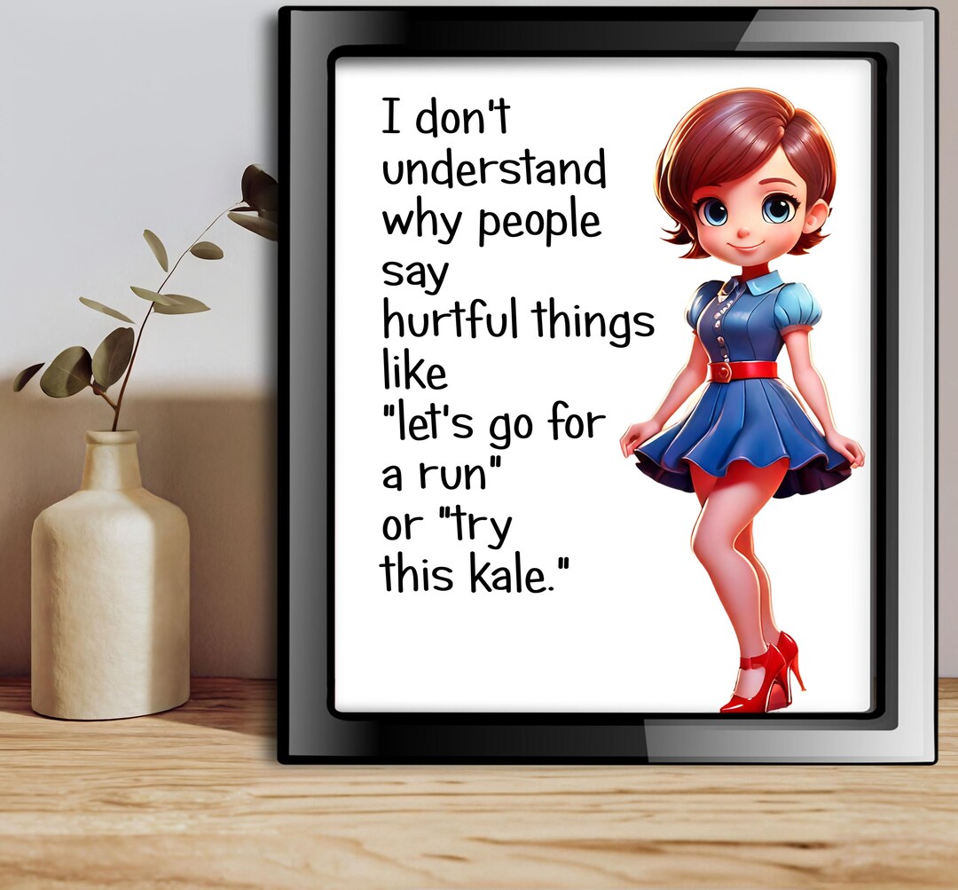 Art for Fun "let's Go for a Run, Running and Kale 8 X 10 Print for Wall ...