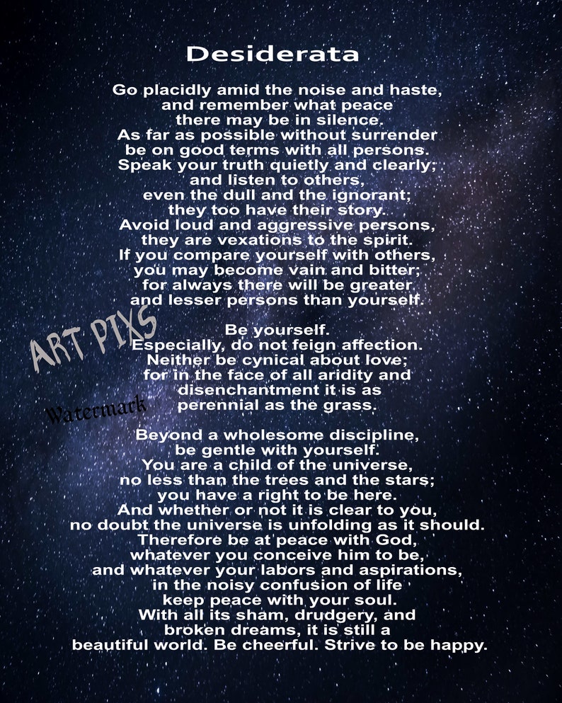Desiderata Art Print 8 X 10 Instant Dowload - Etsy
