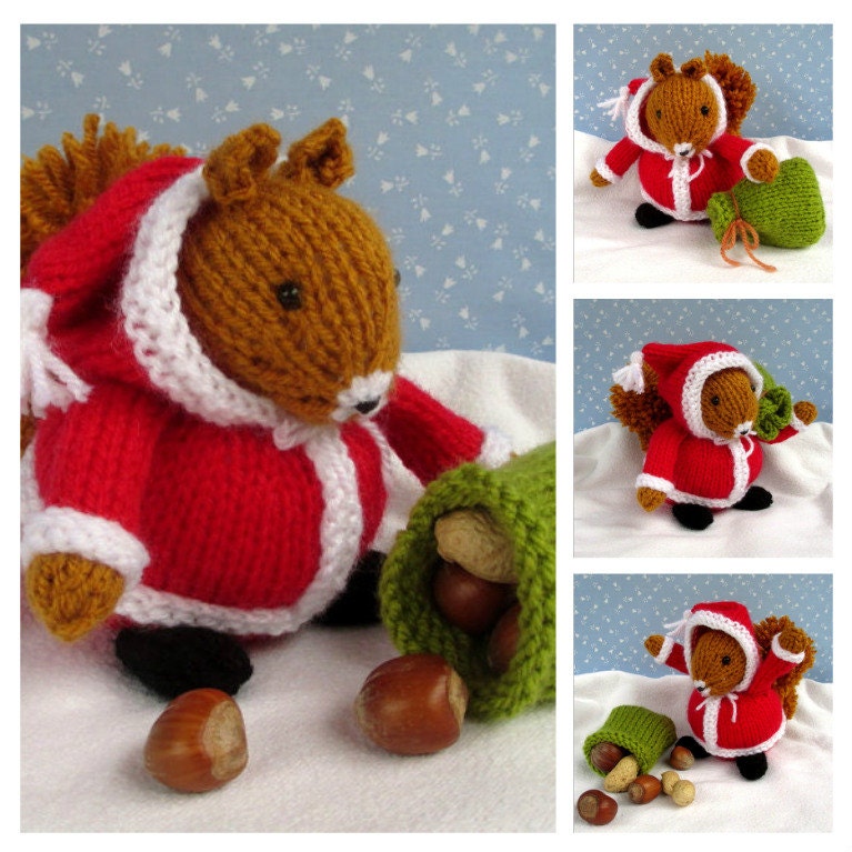 SANTA SQUIRREL Knitted Squirrel Knitting Pattern Instant - Etsy