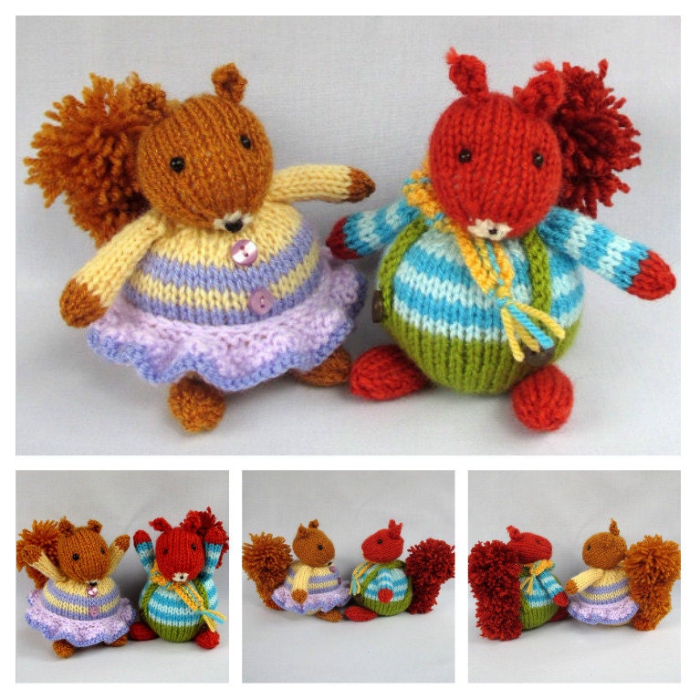 FUZZYTUFT TWINS knitted squirrel knitting pattern Instant - Etsy.de