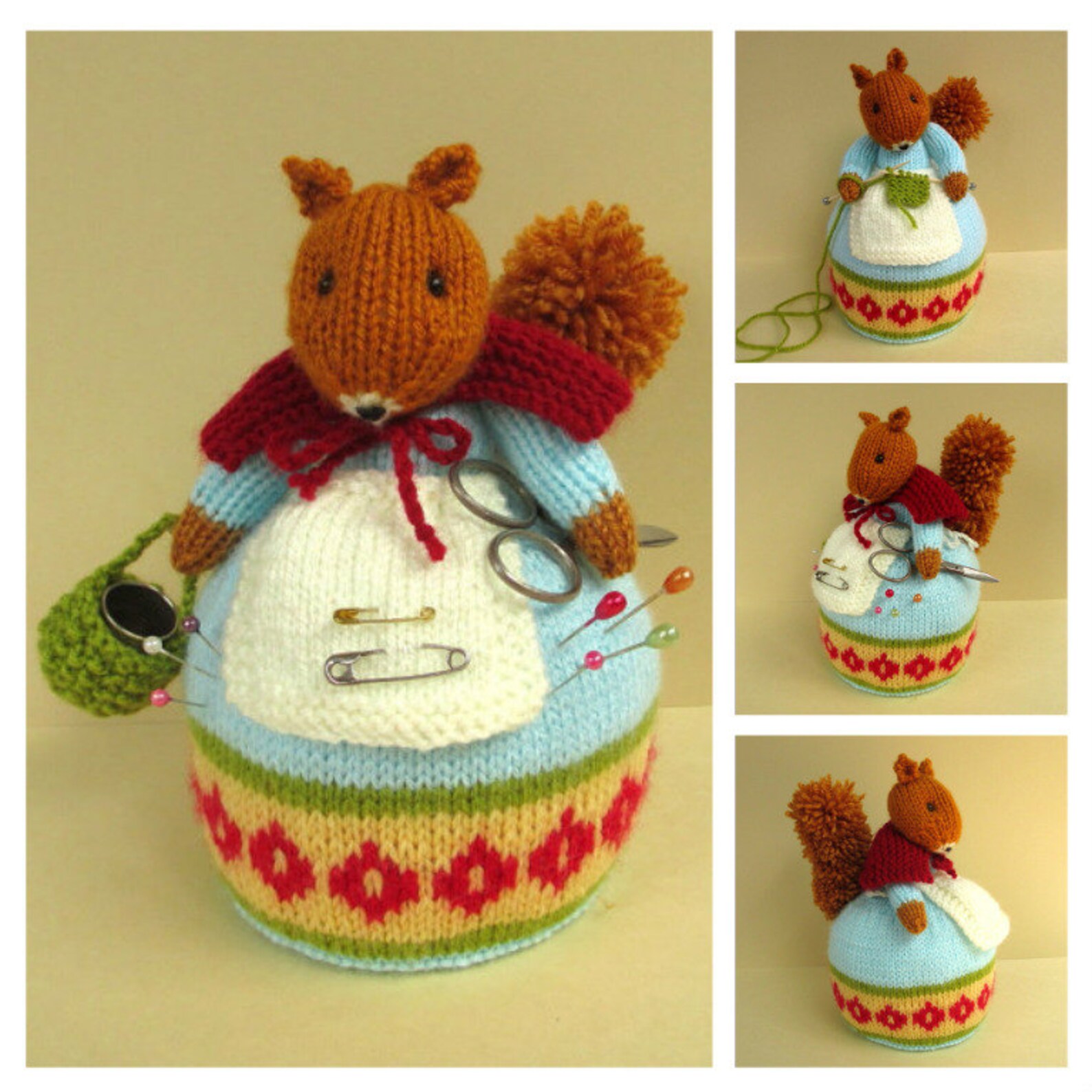 PINNY FUZZYTUFT Knitted Squirrel Knitting Pattern Pin - Etsy