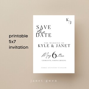 Printable Save the Date, Modern Minimalist Save the Date, Custom Save ...
