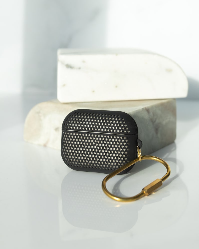 Mesh Matte Black AirPod Case, Slim Protective AirPod Case With Keychain ...
