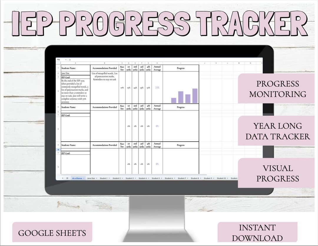 9 Weeks IEP Progress Tracker and Data Collection File - Etsy