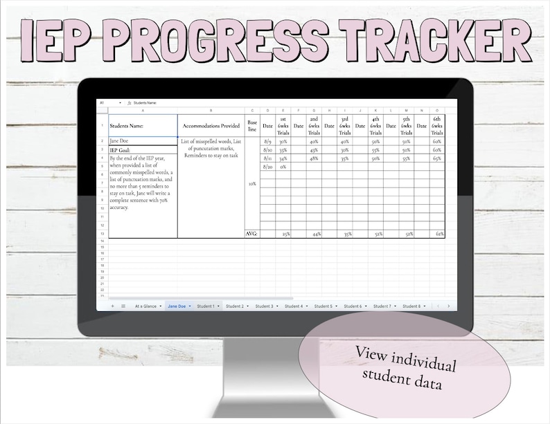 6 Weeks IEP Progress Tracker and Data Collection File - Etsy