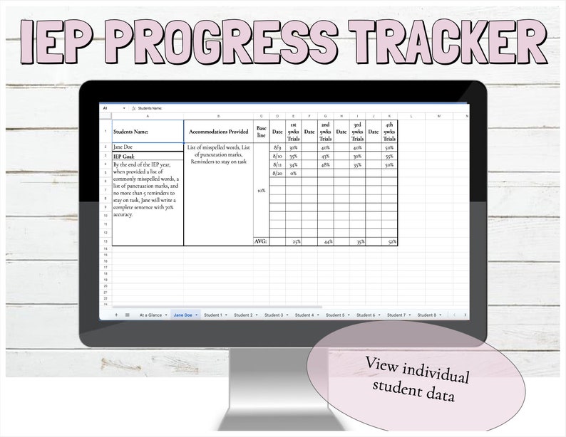 9 Weeks IEP Progress Tracker and Data Collection File - Etsy