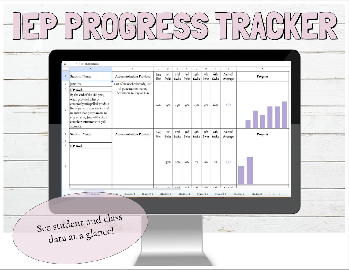 6 Weeks IEP Progress Tracker and Data Collection File - Etsy
