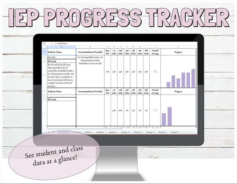 6 Weeks IEP Progress Tracker and Data Collection File - Etsy