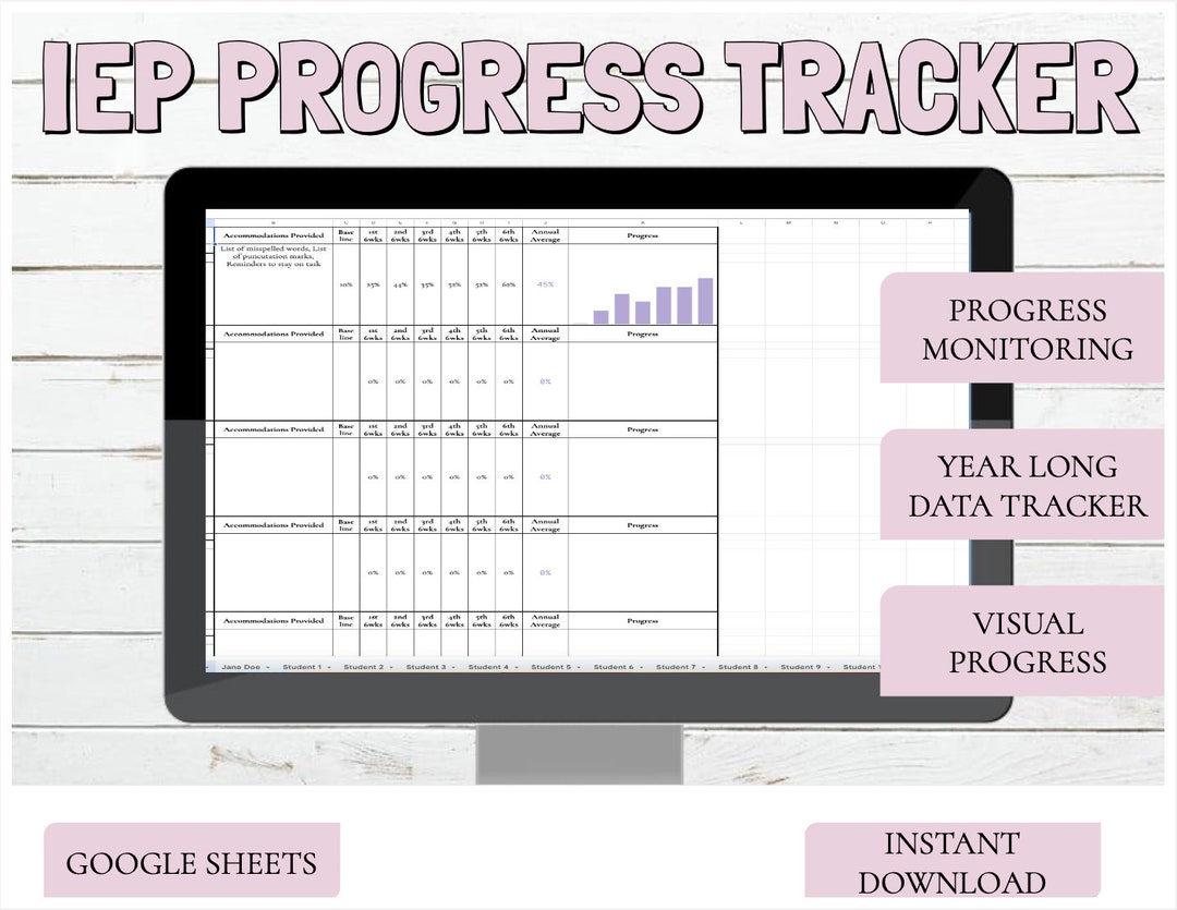 6 Weeks IEP Progress Tracker and Data Collection File - Etsy