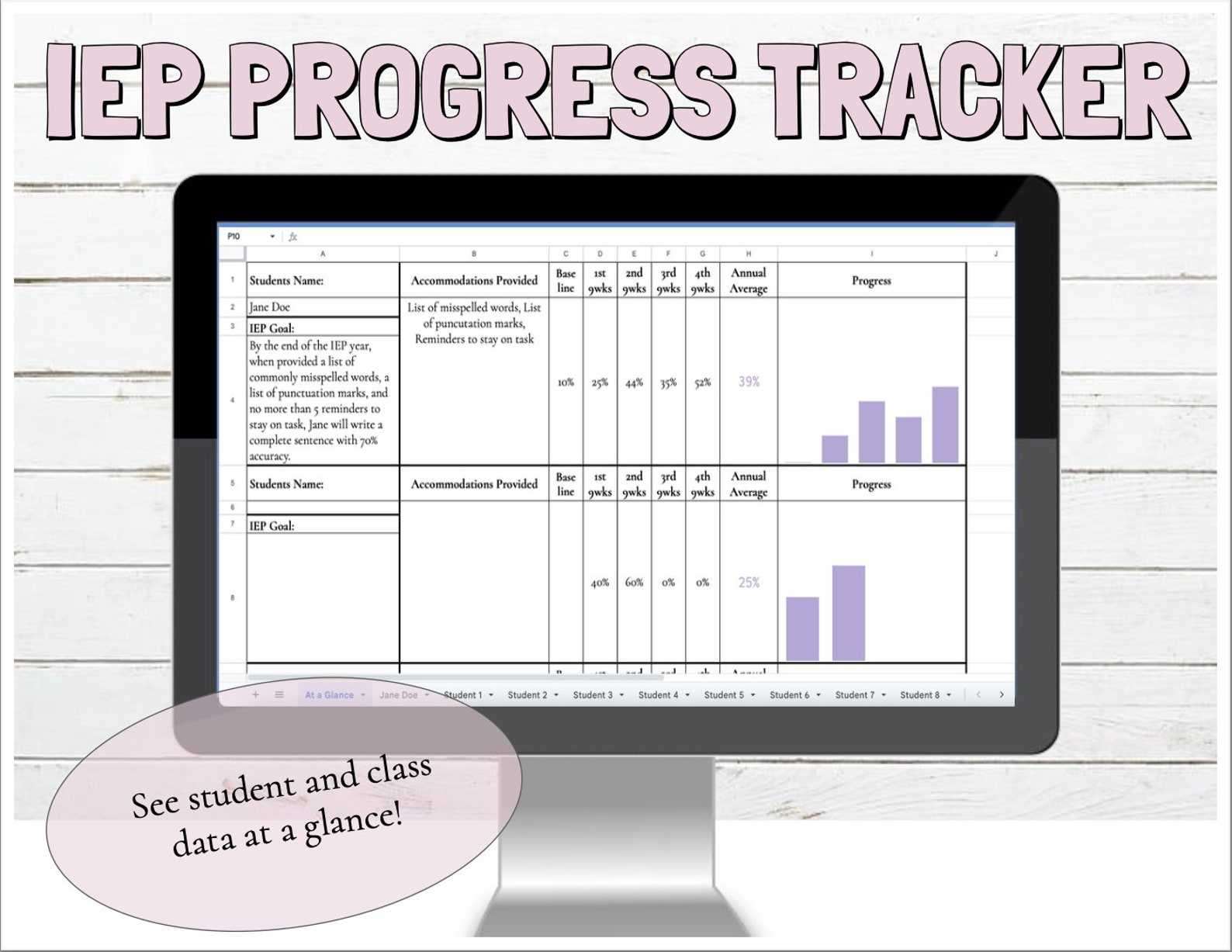 9 Weeks IEP Progress Tracker and Data Collection File - Etsy